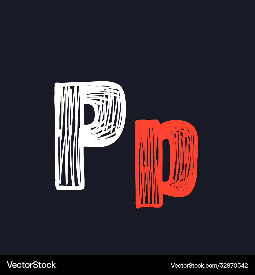 P letter hand-drawn chalk on a blackboard Vector Image