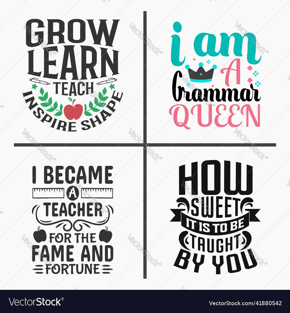 Teacher quotes design bundle Royalty Free Vector Image