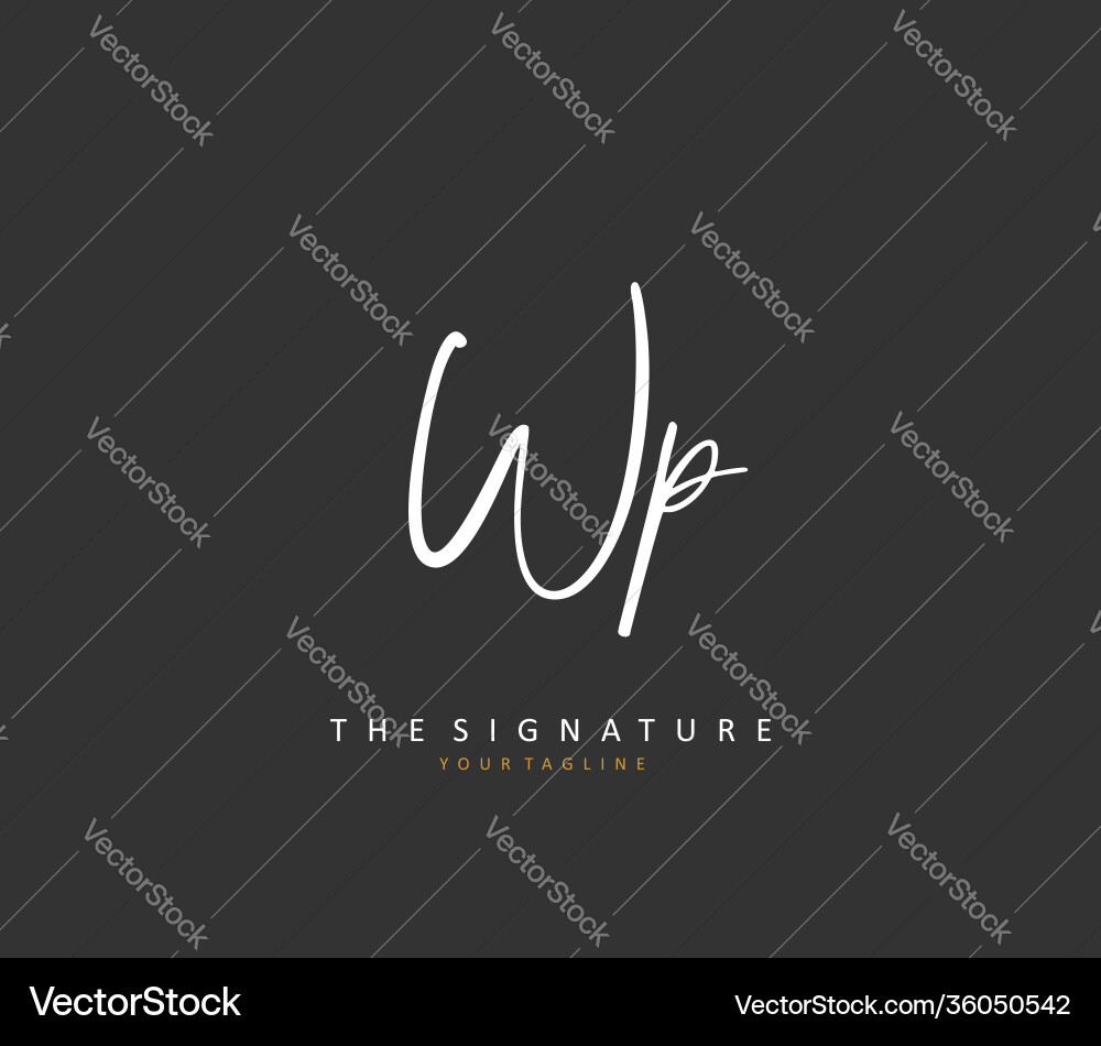 Wp initial letter handwriting and signature logo Vector Image