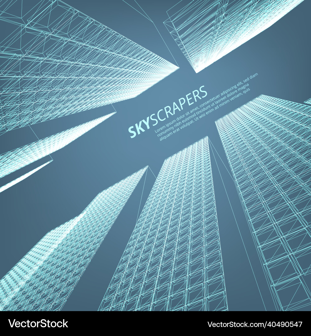 3d low poly wireframe city of skyscrapers Vector Image