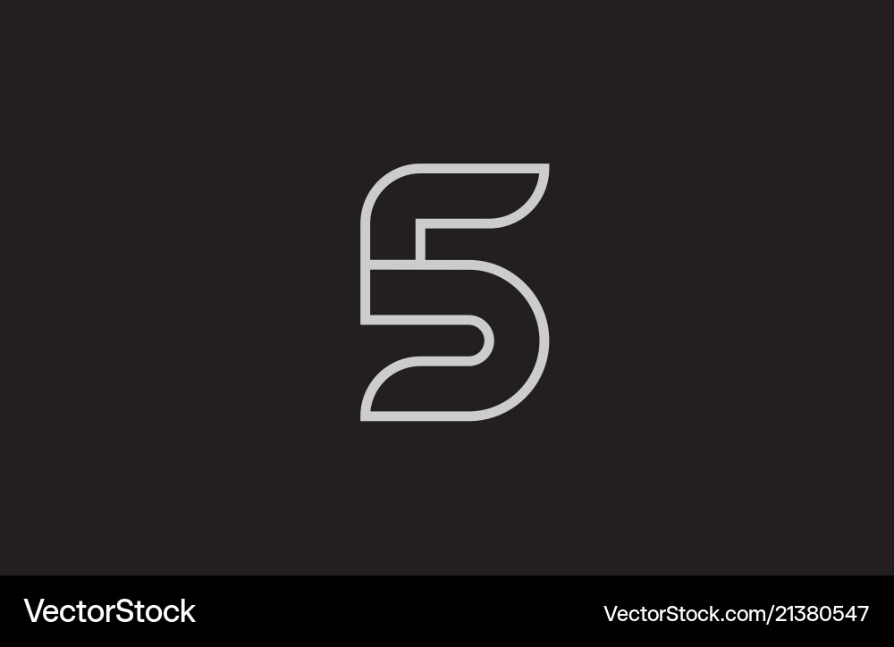 Black and white number 5 logo icon design Vector Image