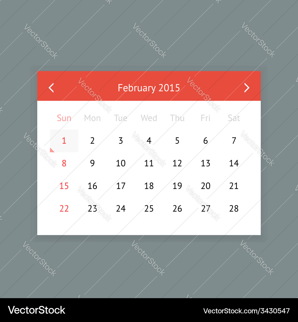 Calendar page for february 2015 Royalty Free Vector Image