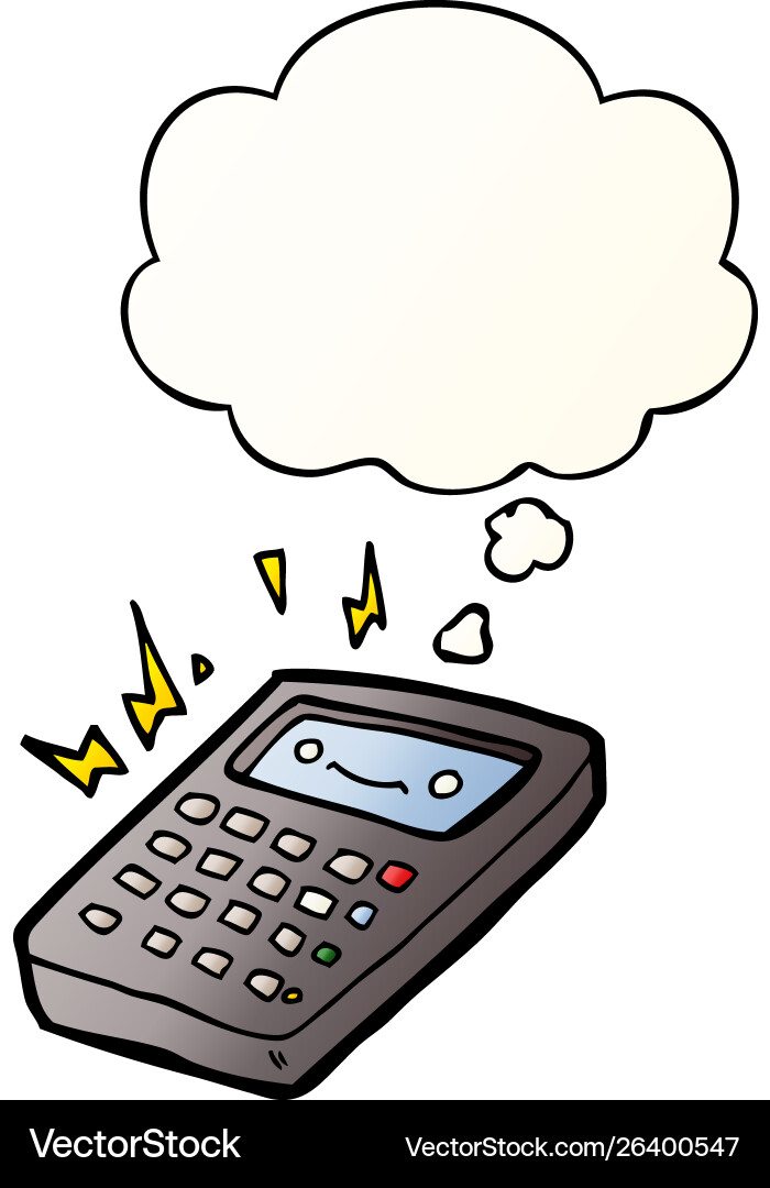 Cartoon calculator and thought bubble in smooth Vector Image