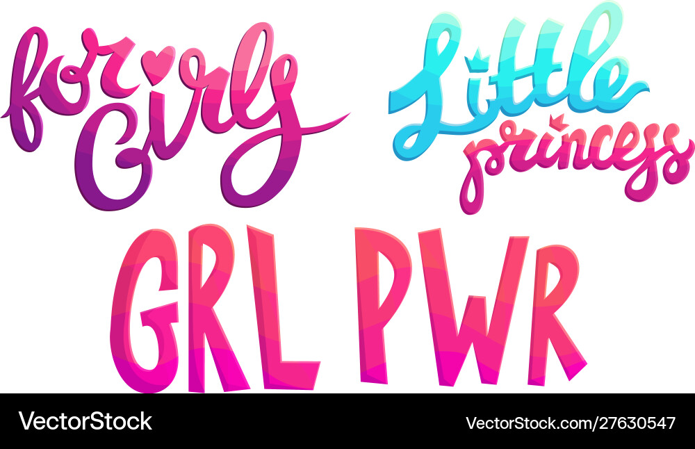 Cute girlish lettering set Royalty Free Vector Image