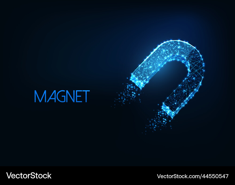 Futuristic glowing low polygonal horseshoe magnet Vector Image