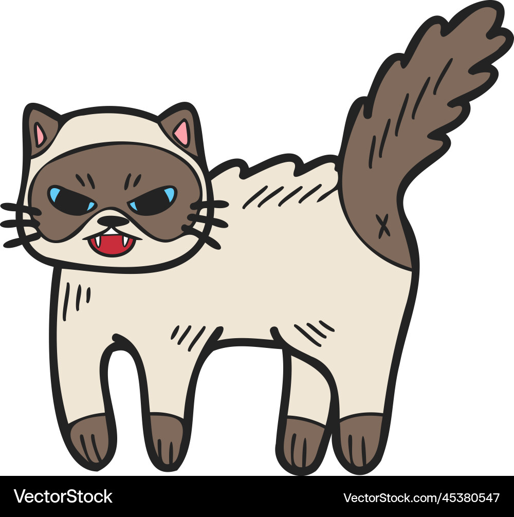 Hand drawn angry cat in doodle style Royalty Free Vector