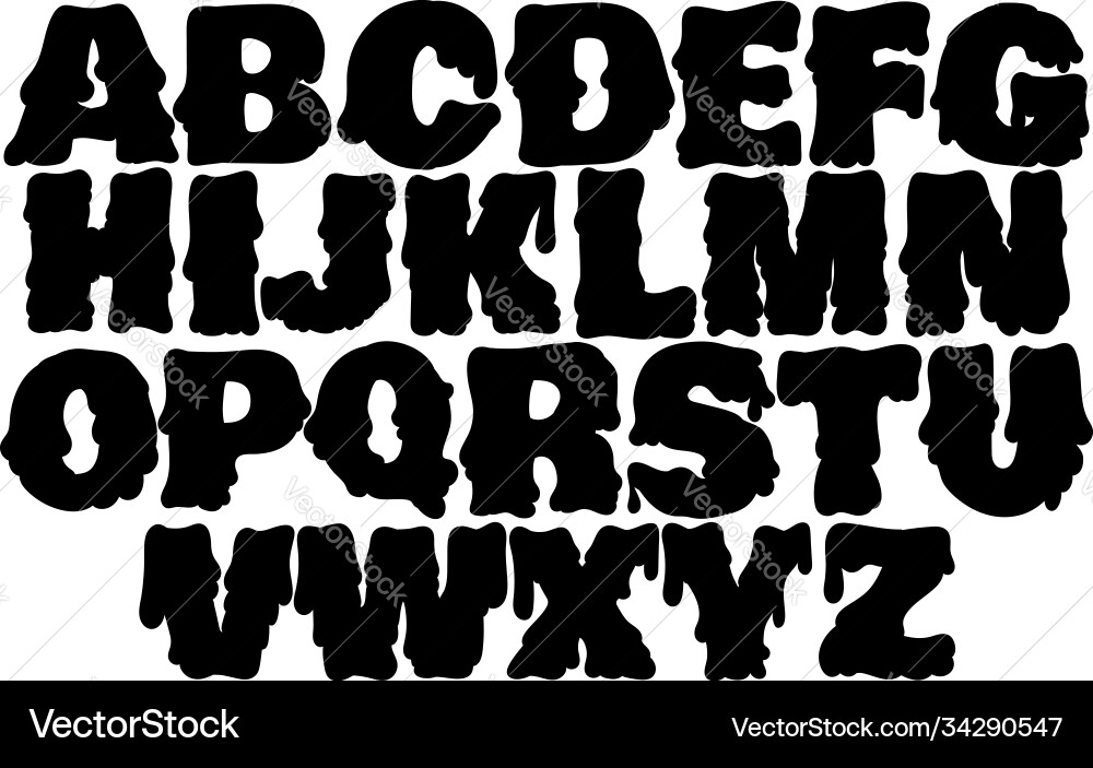 Melting type trendy font made in hand drawn line Vector Image