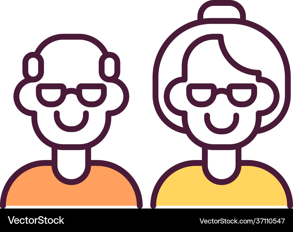 Old people rgb color icon Royalty Free Vector Image