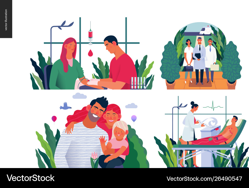 Set medical insurance Royalty Free Vector Image