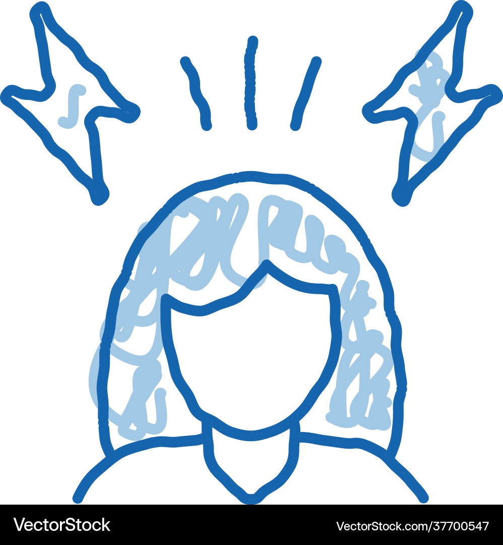 Stressed woman doodle icon hand drawn Royalty Free Vector