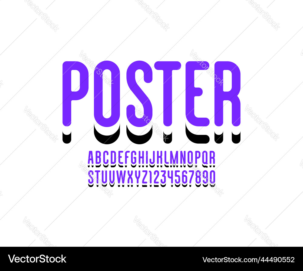 Condensed font rounded narrow alphabet Royalty Free Vector