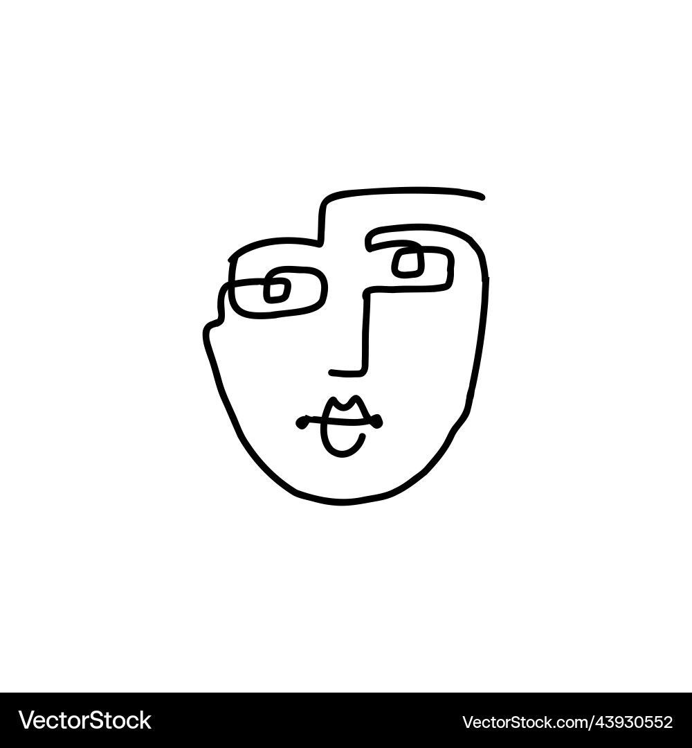 Continuous one line face woman stylied minimal Vector Image