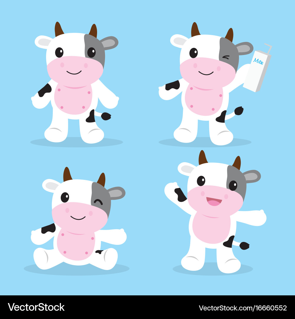 Cow cute character cartoon design Royalty Free Vector Image