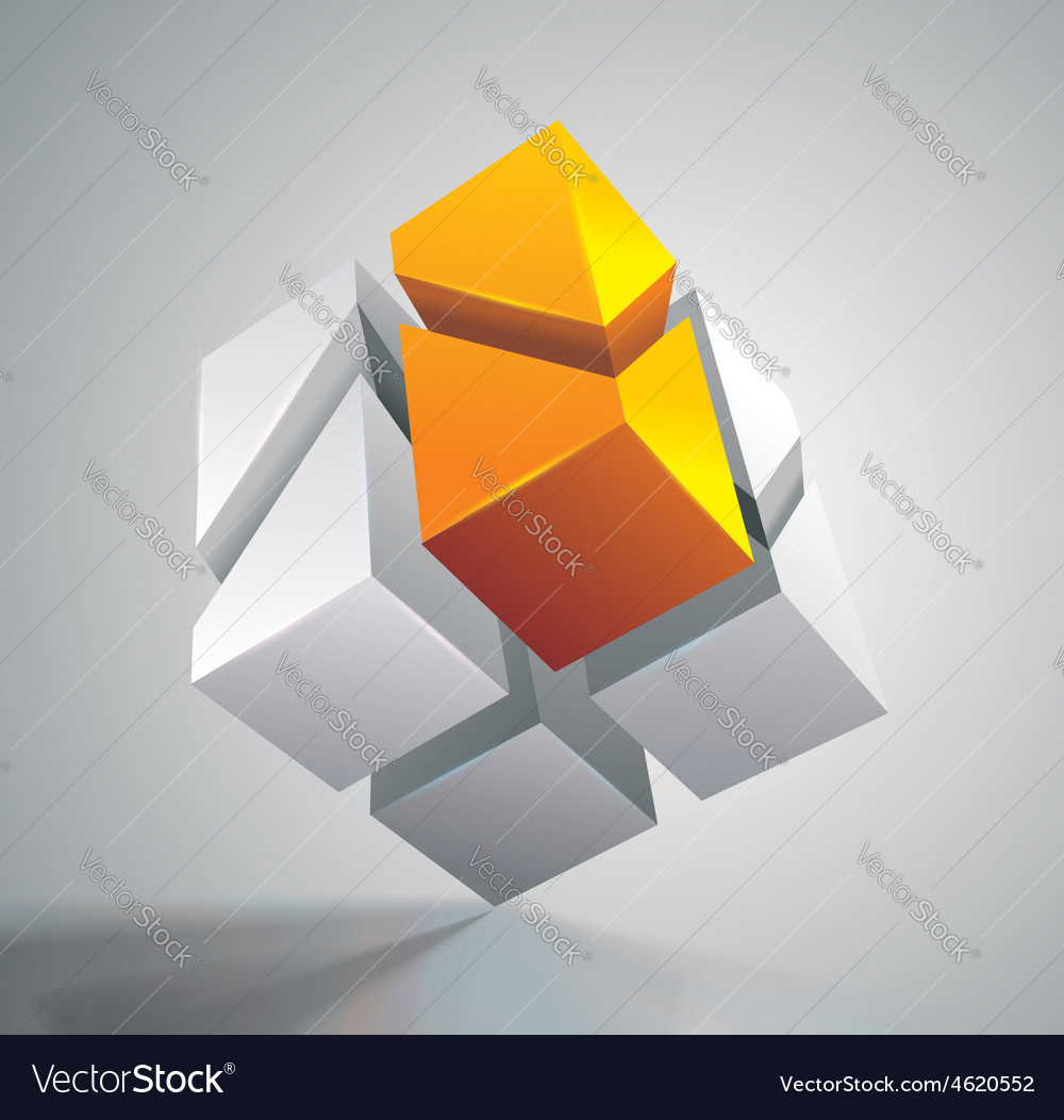 Cube grey orange Royalty Free Vector Image - VectorStock