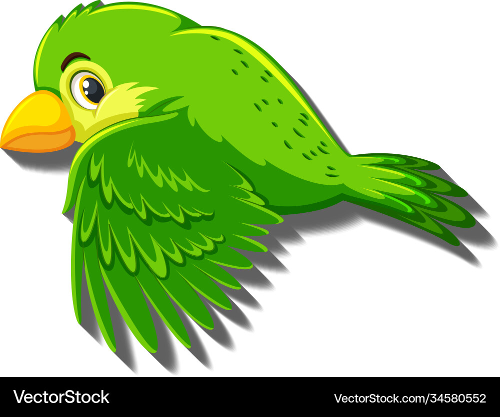 Cute green bird cartoon character Royalty Free Vector Image