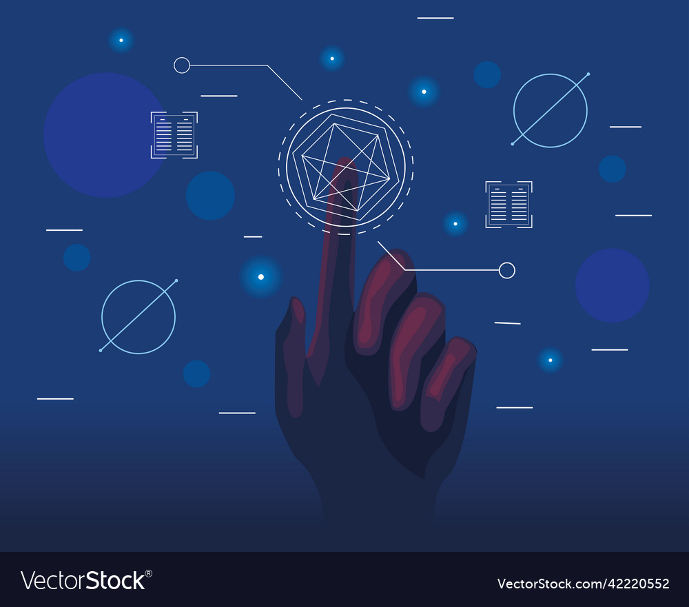 Finger touching tech figures Royalty Free Vector Image
