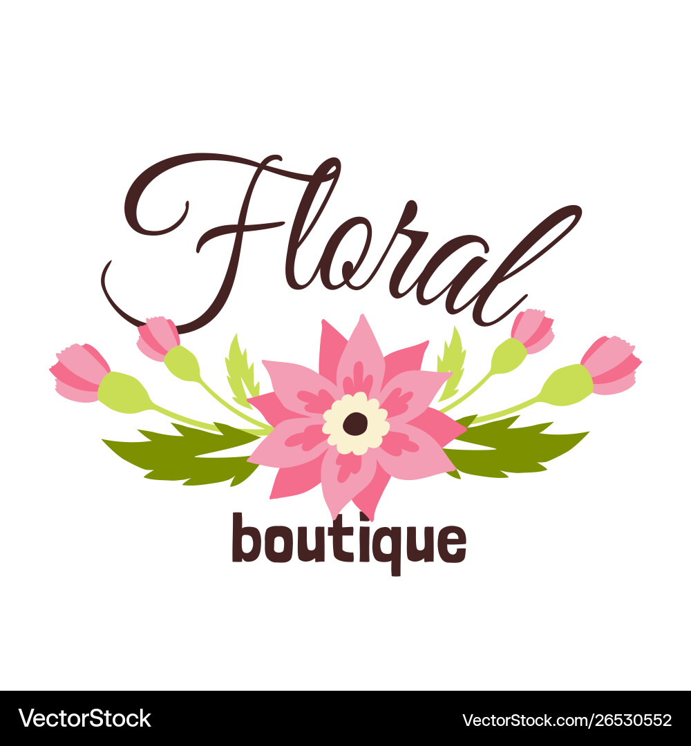Floral shop badge decorative frame template Vector Image