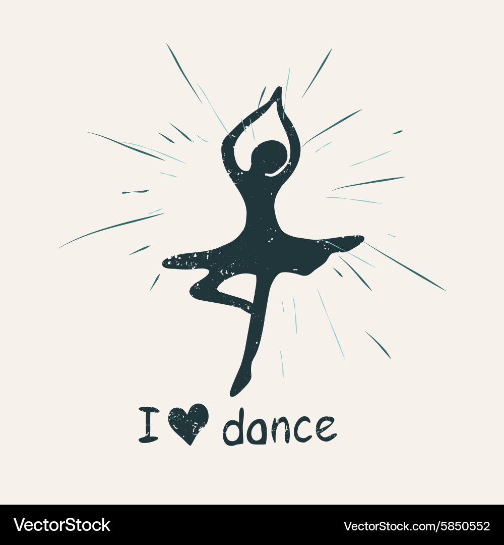 Hand drawn poster with dancing girl Royalty Free Vector