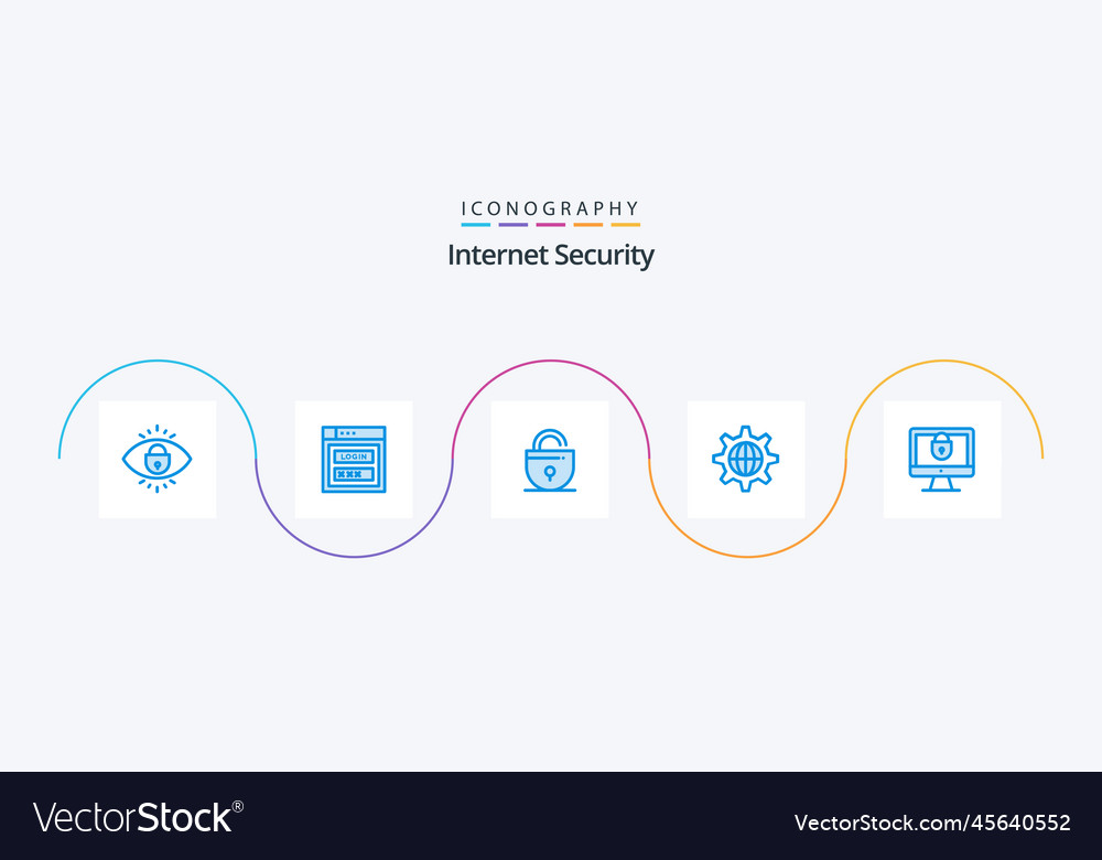 Internet security blue 5 icon pack including Vector Image