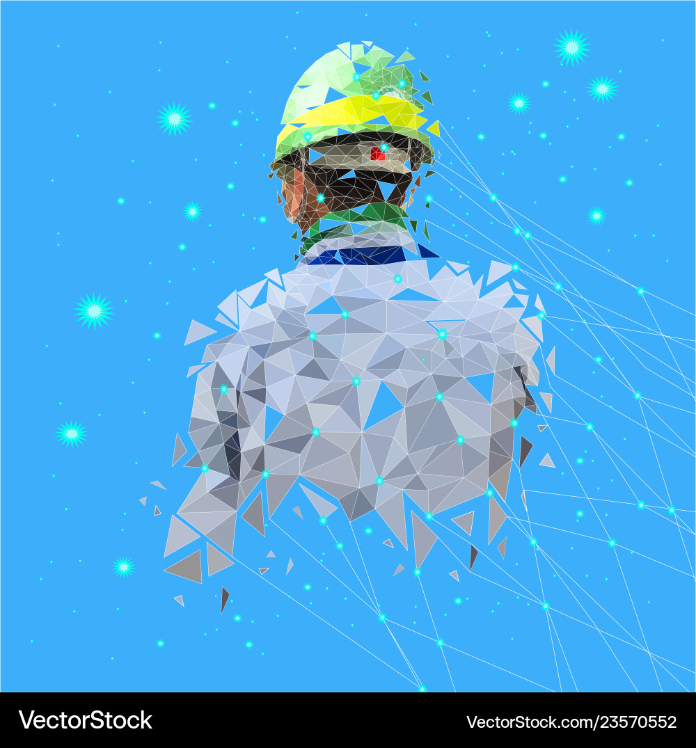 Isolated low poly of safety engineer with point Vector Image