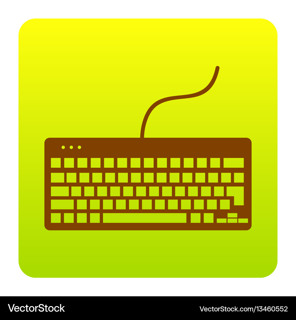 Keyboard simple sign brown icon at green Vector Image
