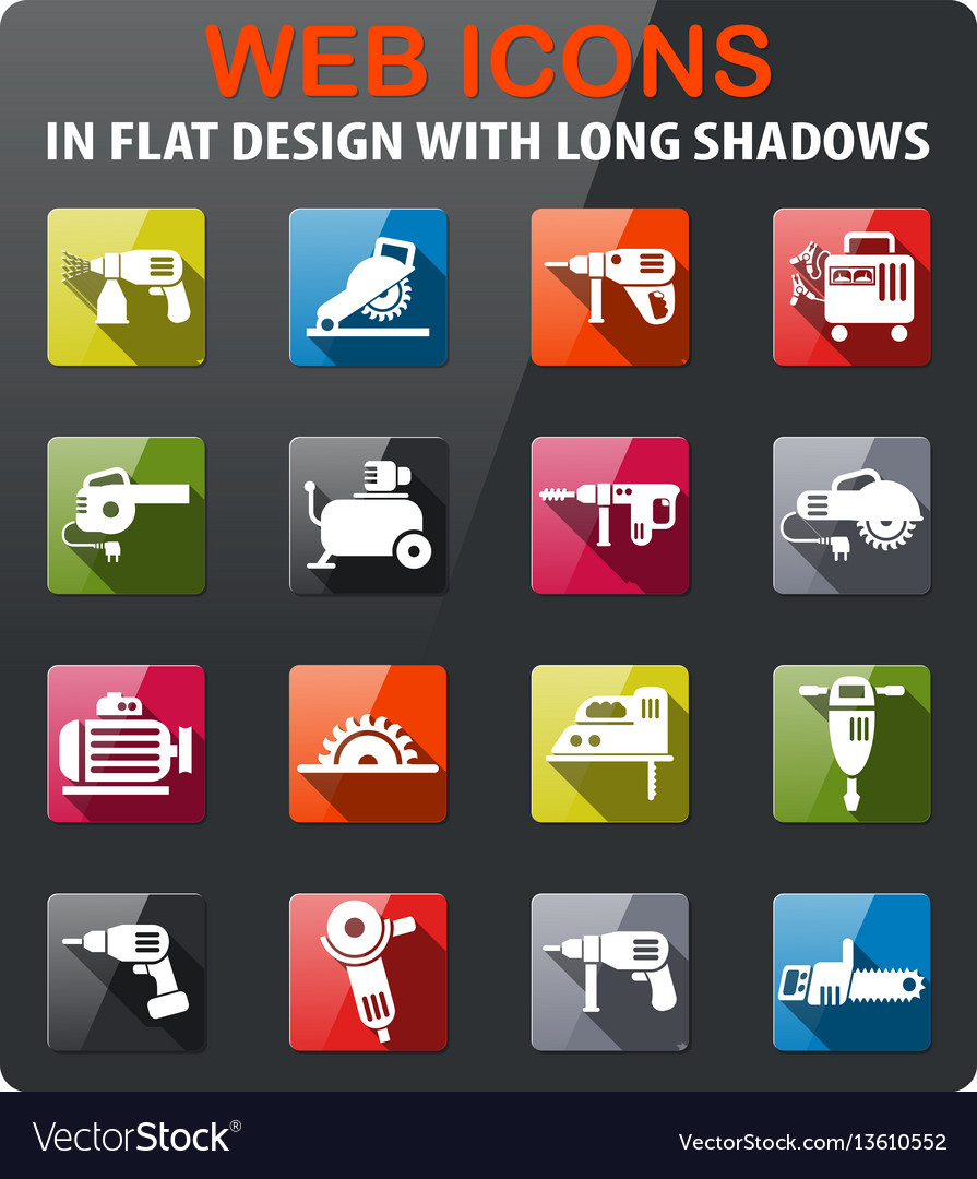 Machine tools icon set Royalty Free Vector Image