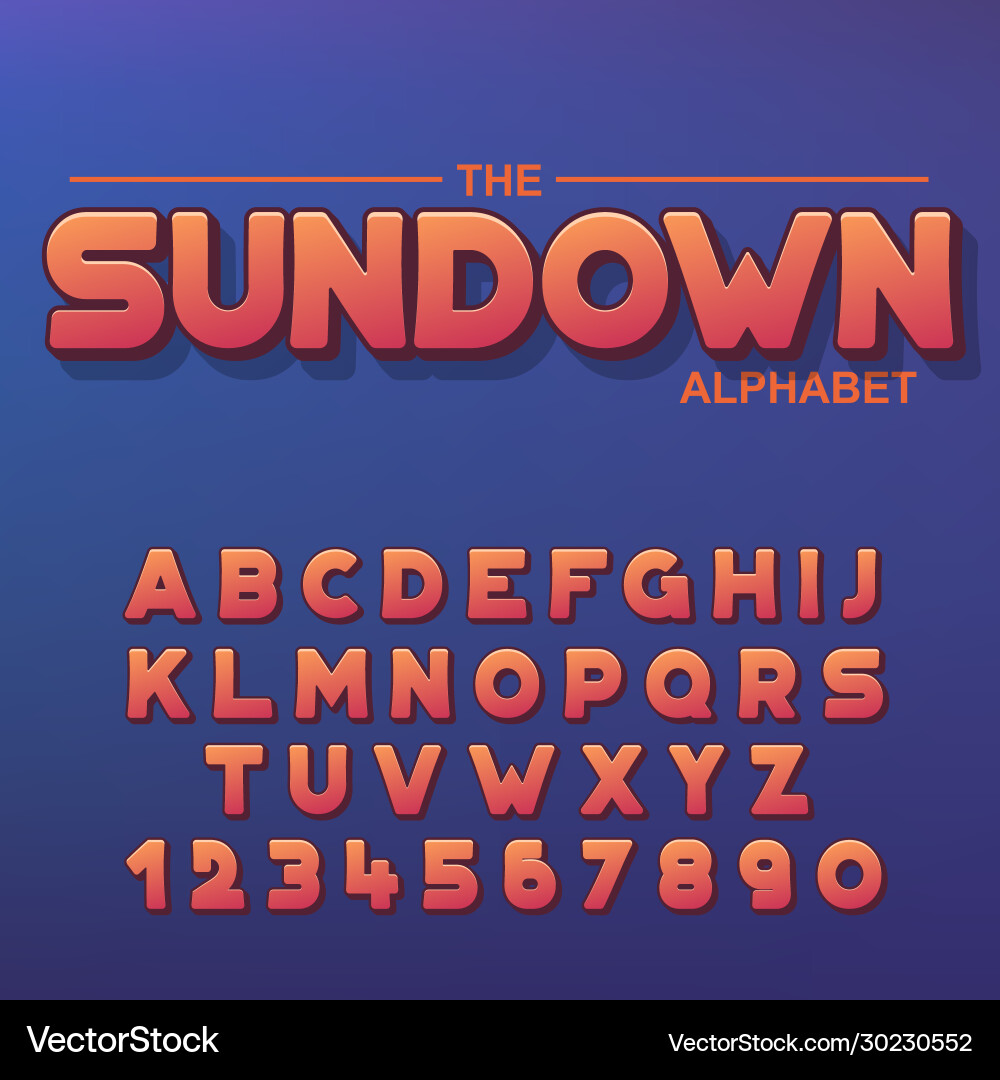 Modern bold font and alphabet font with shadow Vector Image