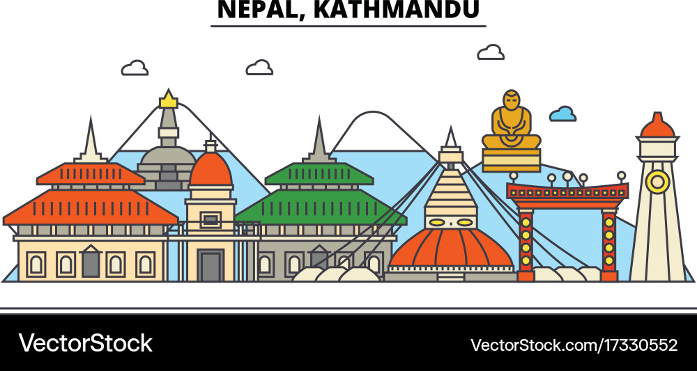 Nepal kathmandu city skyline architecture Vector Image