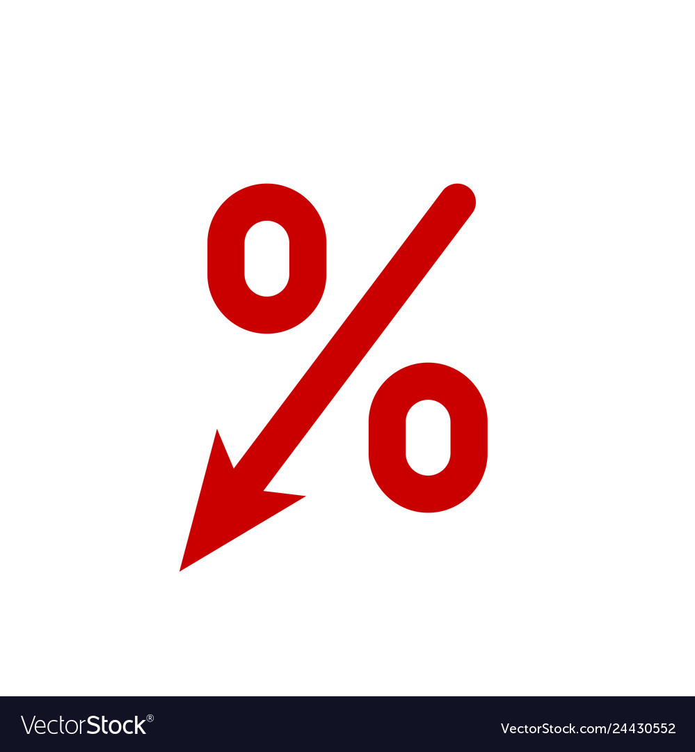 Profit decrease fall arrow and percent icon gdp Vector Image