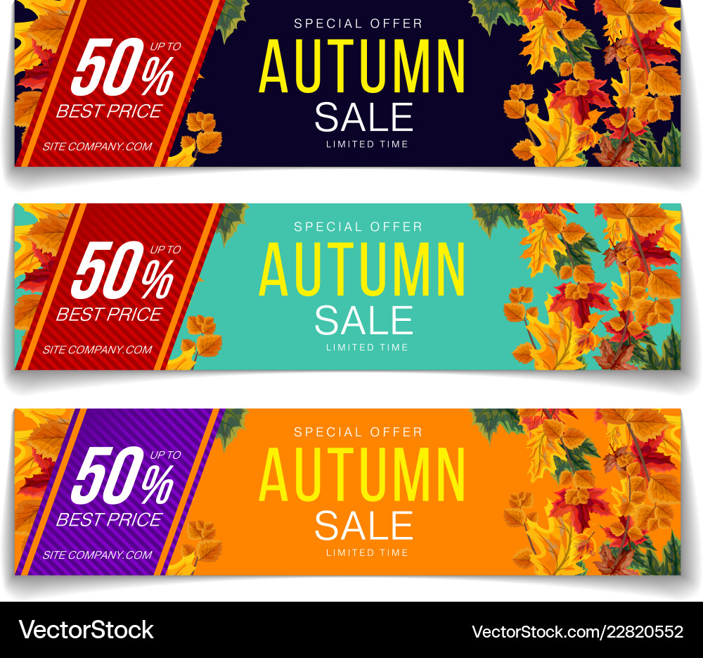 Set autumn sale coupons Royalty Free Vector Image