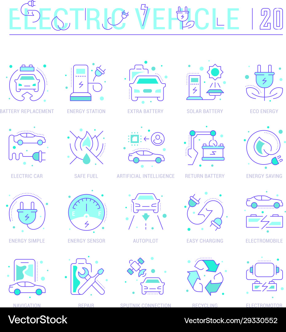 Set line icons electric vehicle Royalty Free Vector Image