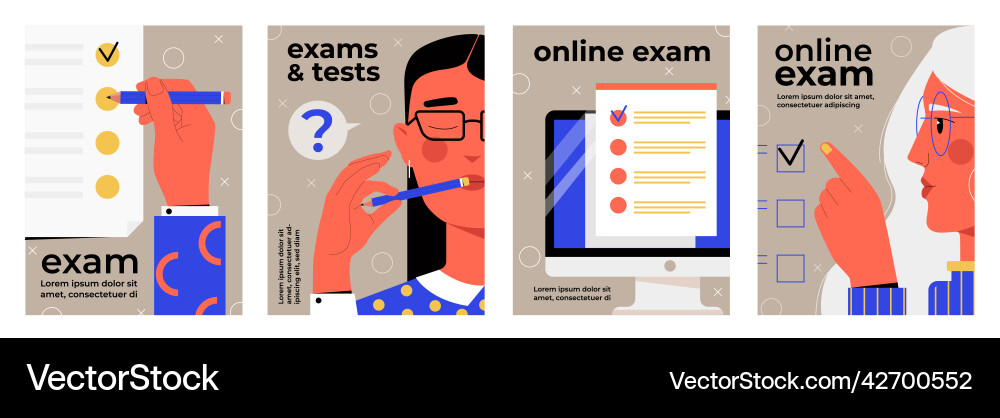 Set of online exam posters Royalty Free Vector Image