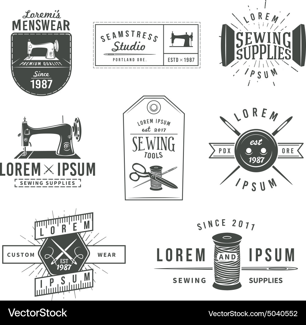Set of vintage tailor labels emblems and design Vector Image