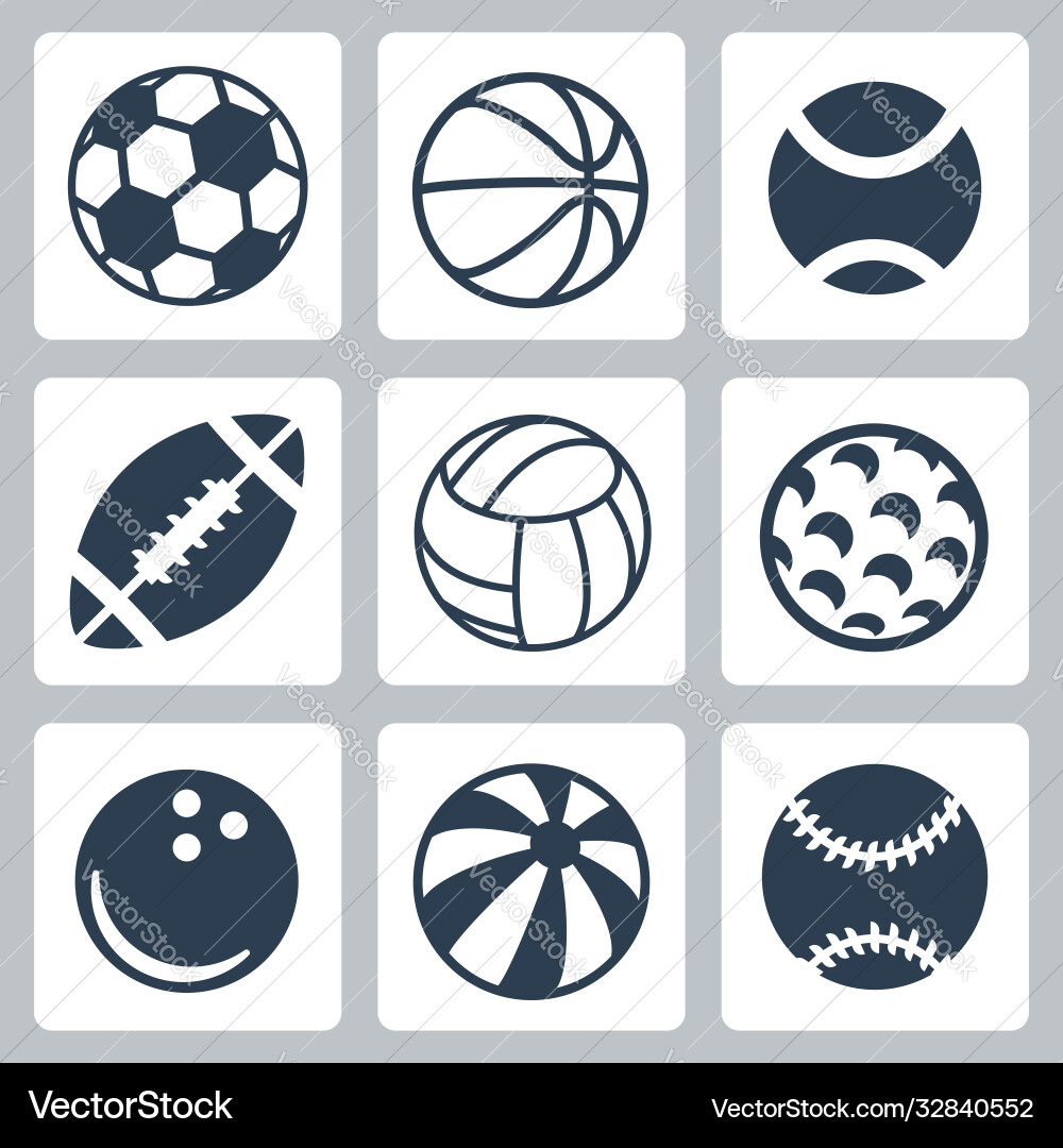 Sport balls icons set Royalty Free Vector Image