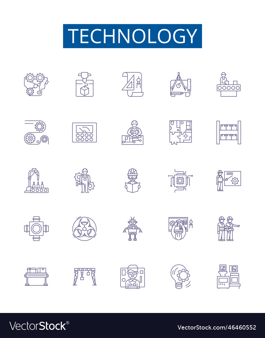 Technology line icons signs set design collection Vector Image