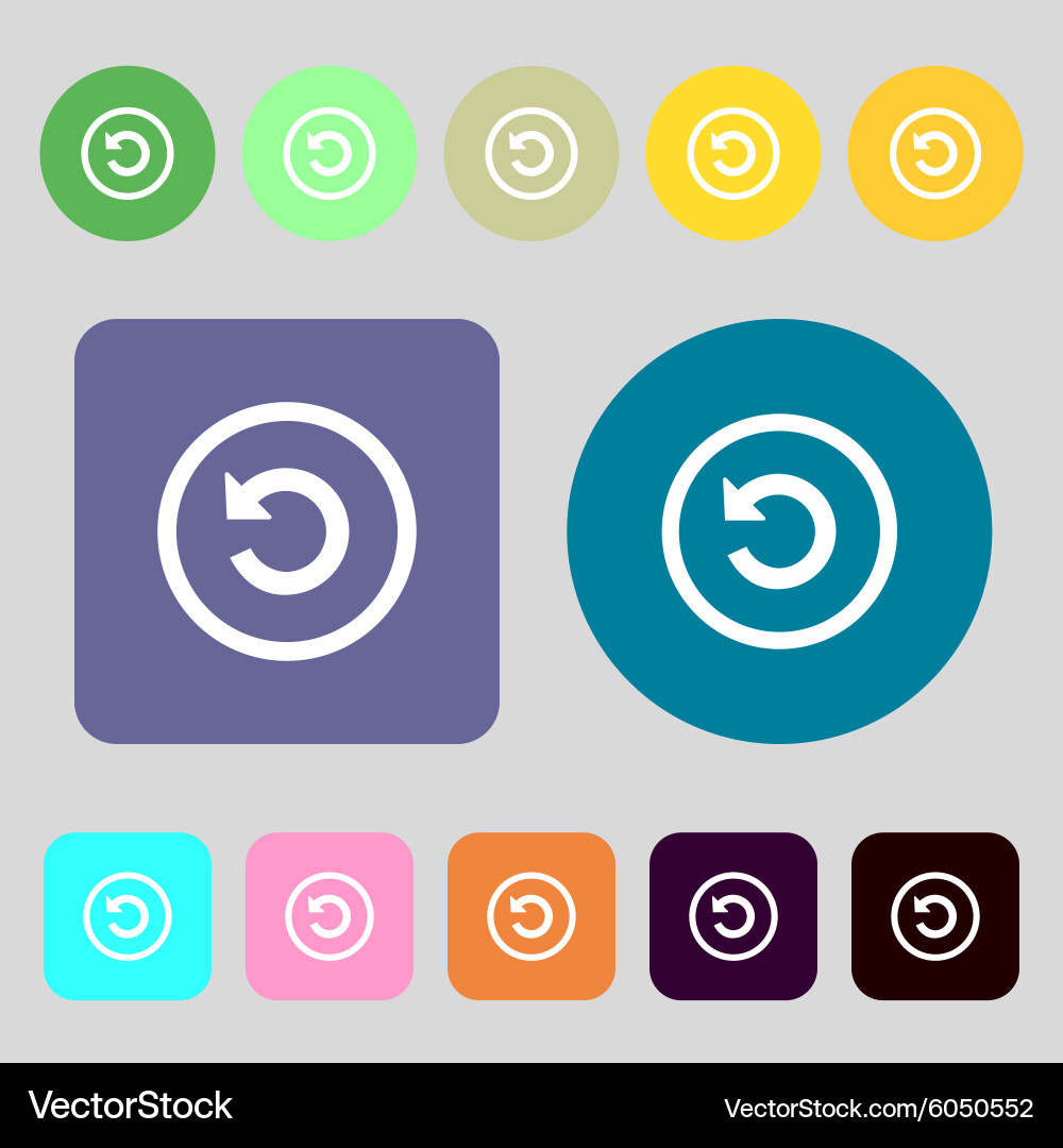 Upgrade arrow update icon sign 12 colored buttons Vector Image