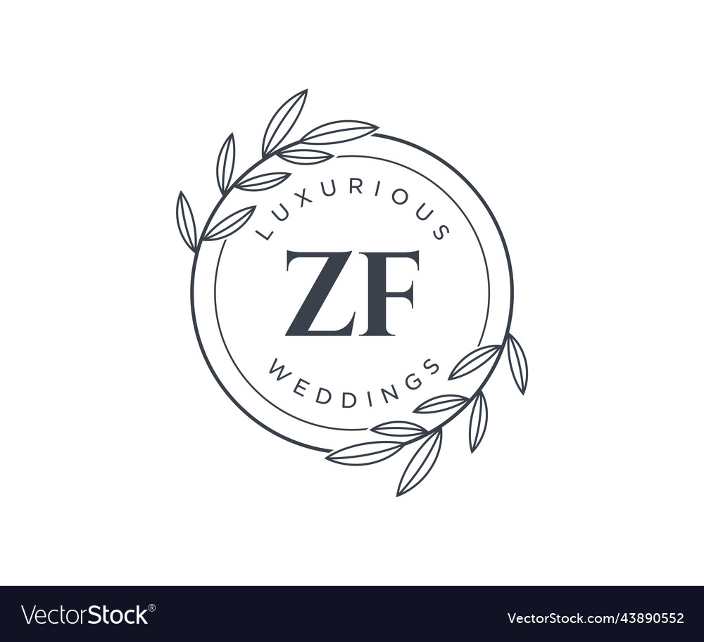 Zf initials letter wedding monogram logos Vector Image