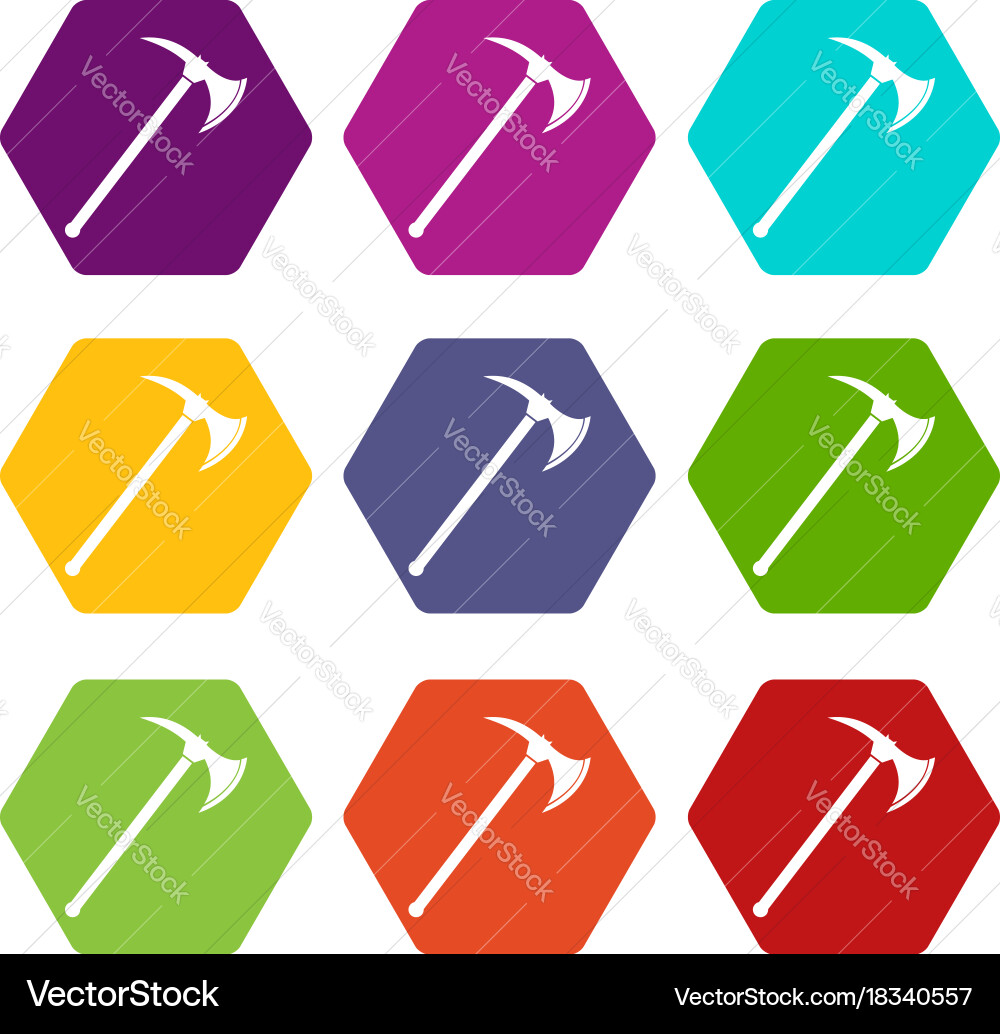Ax icon set color hexahedron Royalty Free Vector Image