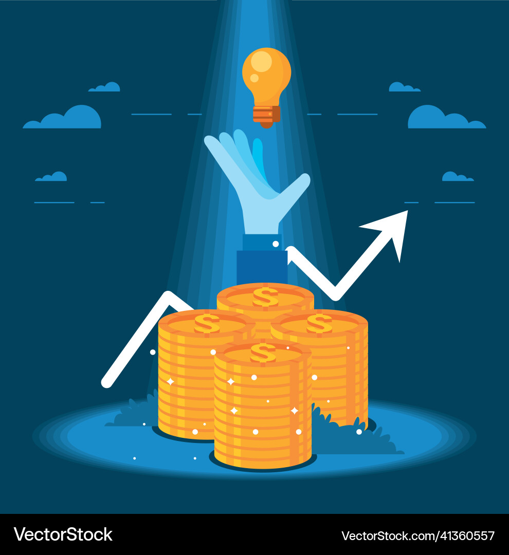 Bulb and coins dollars Royalty Free Vector Image