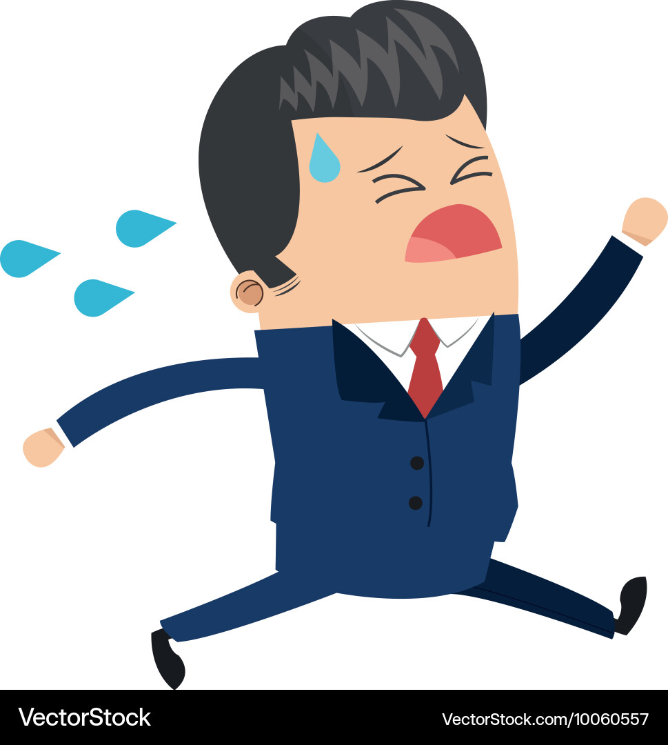 Cute businessman desperately crying icon Vector Image