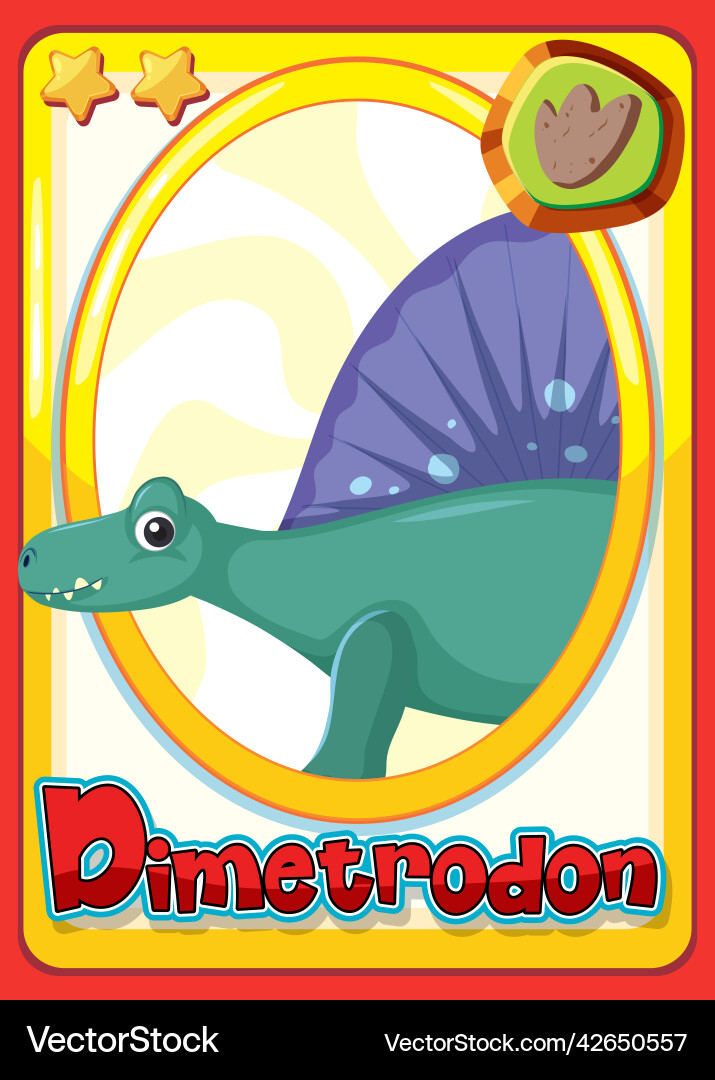 Dimetrodon dinosaur cartoon card Royalty Free Vector Image