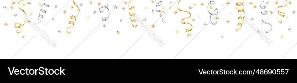 Falling confetti holiday border gold and silver Vector Image