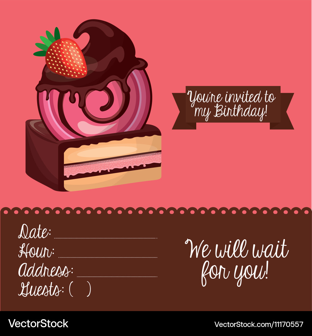 Happy birthday invitation card Royalty Free Vector Image