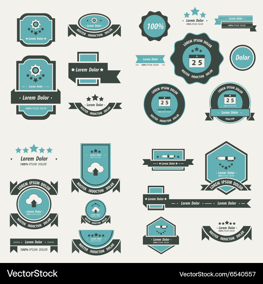Label and ribbon template design set black color Vector Image