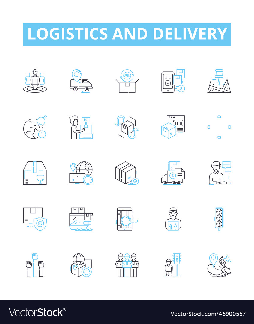 Logistics and delivery line icons set Royalty Free Vector