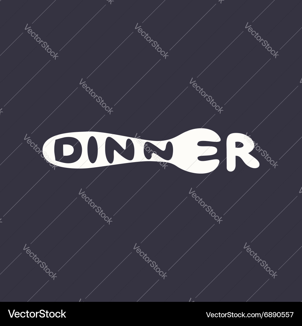 Logo text dinner in the sign of fork Royalty Free Vector