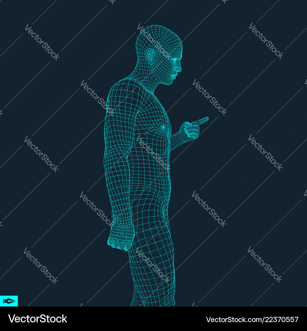 Man pointing his finger 3d model of Royalty Free Vector
