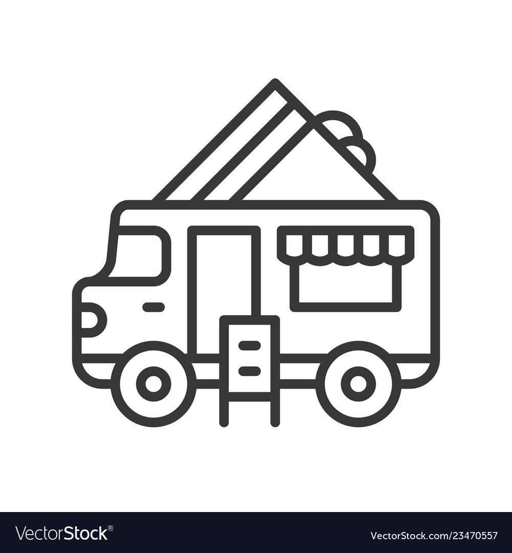 Sandwich truck food line style editable Royalty Free Vector