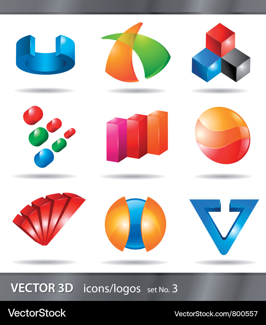 Set of 3d icons or logos Royalty Free Vector Image