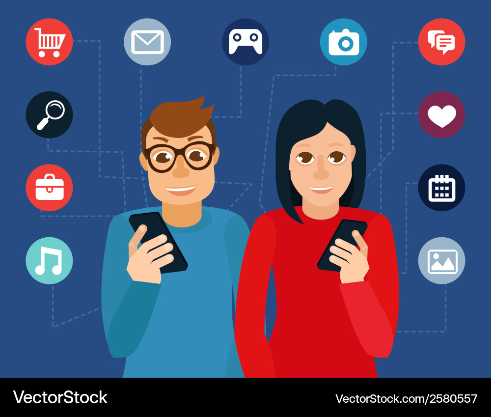 Social media addiction concept Royalty Free Vector Image